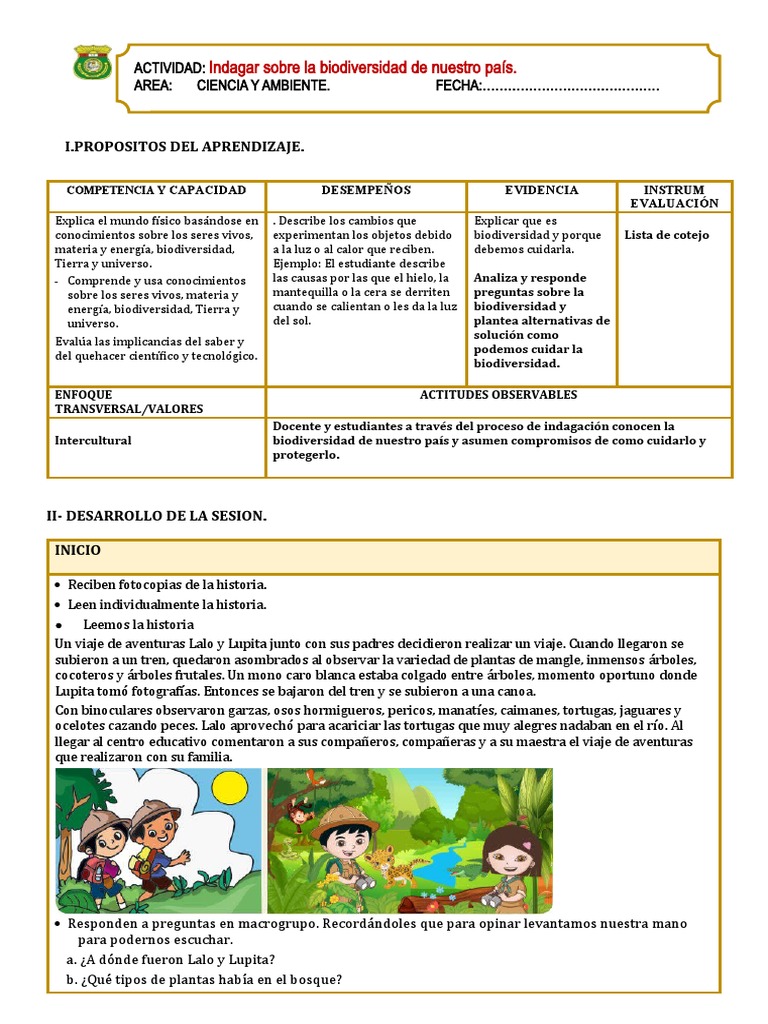 SESION - Cy T-Indagar Sobre La Biodiversidad de Nuestro País. | PDF | Biodiversidad | Perú