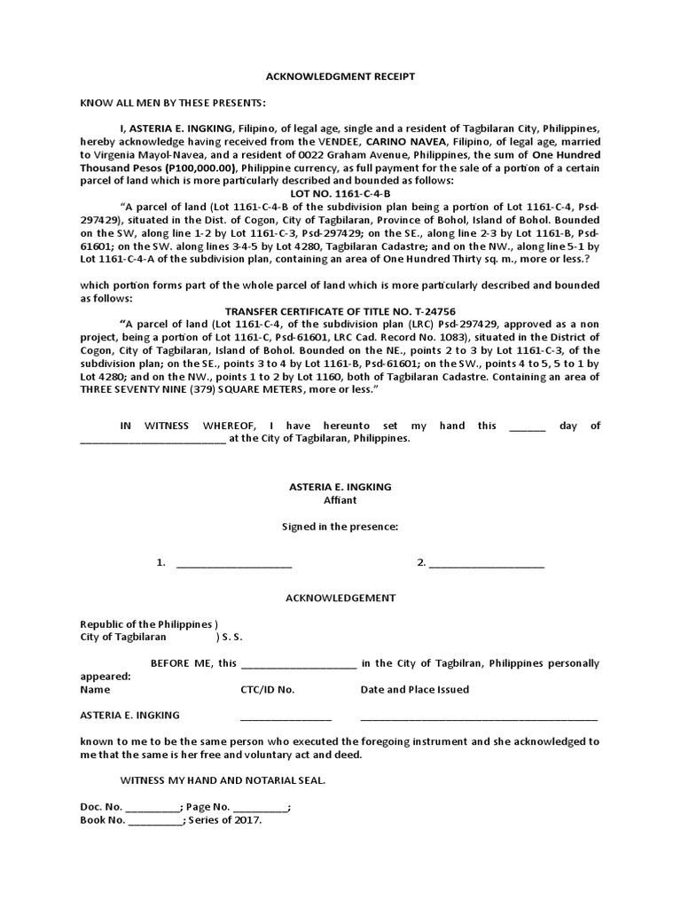 Acknowledgment Receipt 5 | PDF | Document