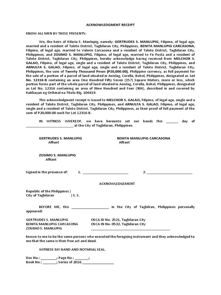 Acknowledgement Receipt | PDF | Philippines | Trade