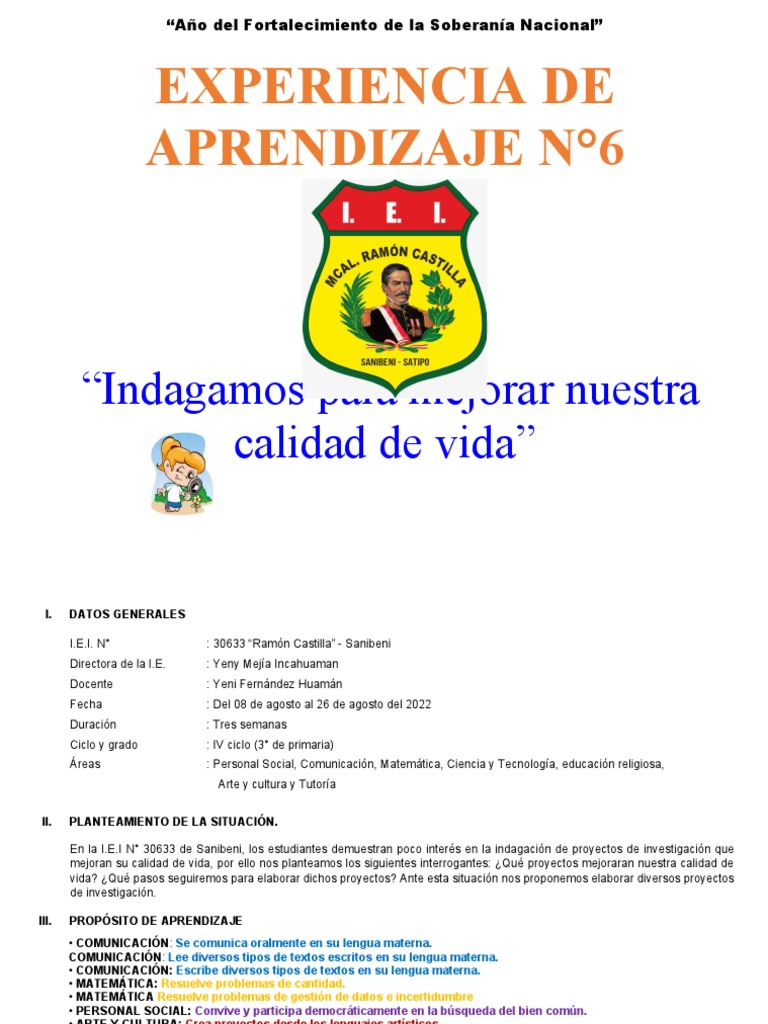 Experiencia de Aprendizaje 6 | PDF | Aprendizaje | Biodiversidad