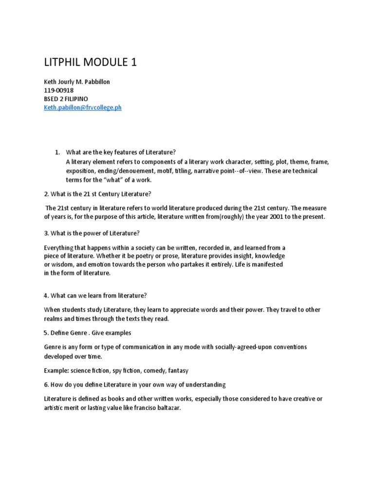 Key Features of 21st Century Literature | PDF | General Fiction