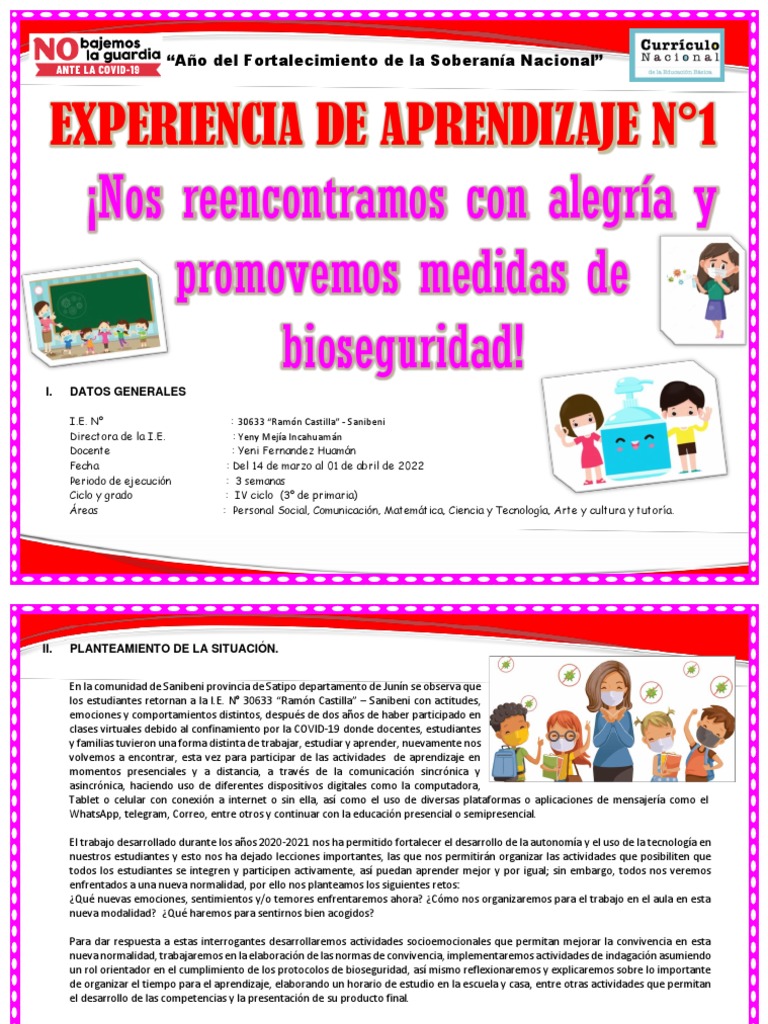 Experiencia de Aprendizaje #1 | PDF | Aprendizaje | Las emociones