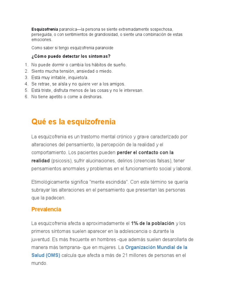 Que Es La Esquizofrenia | PDF | Esquizofrenia | Trastorno mental