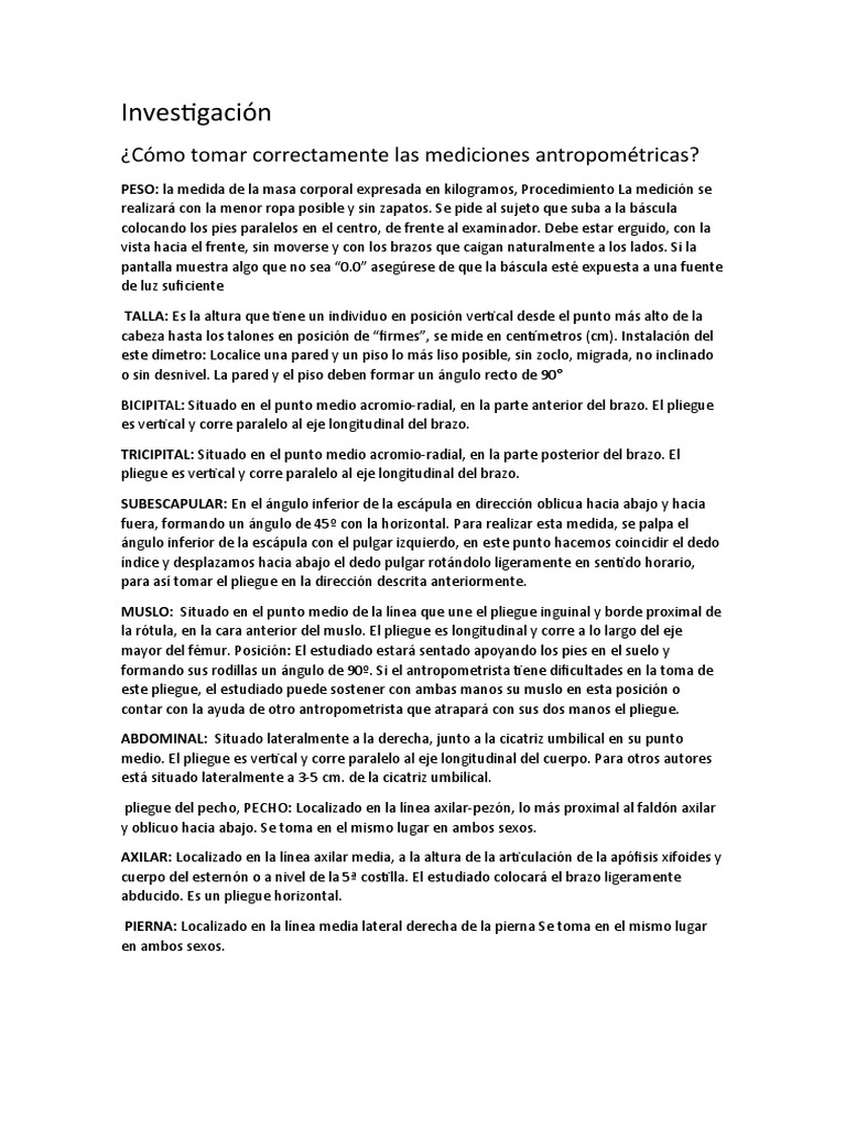 Medidas Antropometricas Descargar Gratis Pdf Términos Anatómicos De
