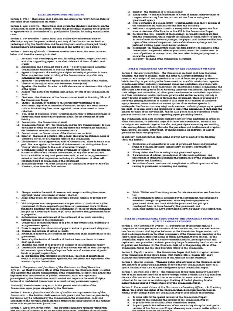 Coa Rules of Procedure | PDF | Audit | Financial Audit
