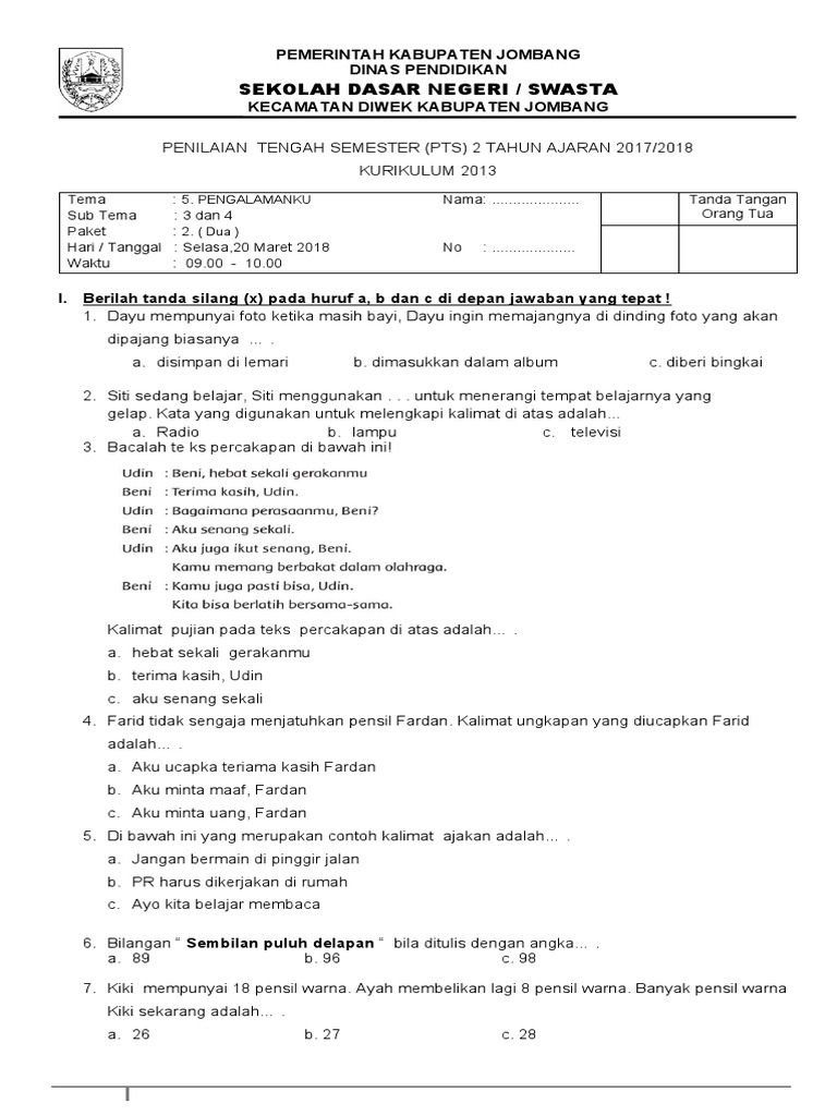 Naskah Soal T. 5 ST. 3, 4 | PDF | Seni