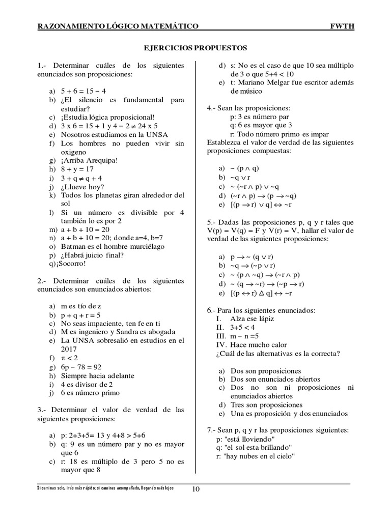 TAREA - Proposiciones Lógicas | PDF | Proposición | Sintaxis (Lógica)