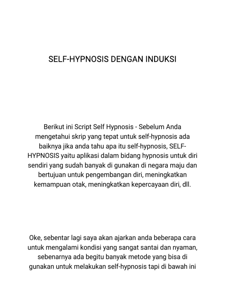 Self Hipnosis Dengan Induksi | PDF