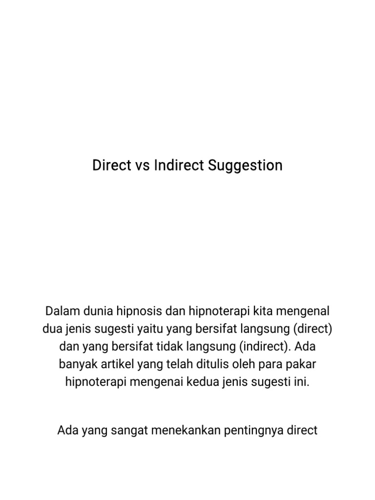 Direct Vs Indirect Suggestion | PDF