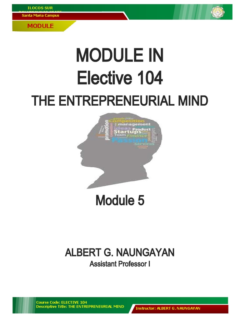 Entrep Mind Module 5 | PDF | Entrepreneurship | Goal