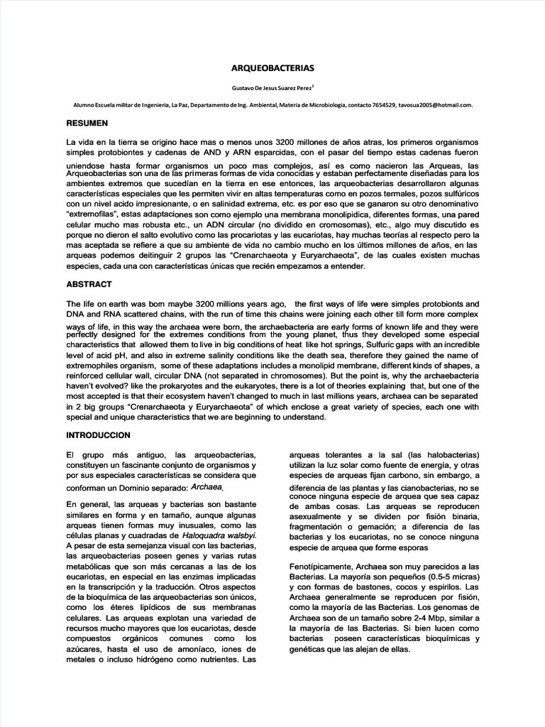 Características y adaptaciones de las arqueobacterias, los primeros ...
