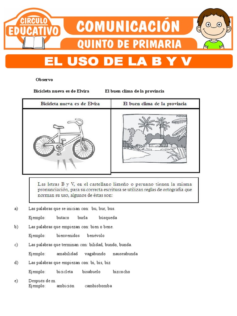 Actividades Del Uso de La B y V para Quinto de Primaria | PDF | Carne ...