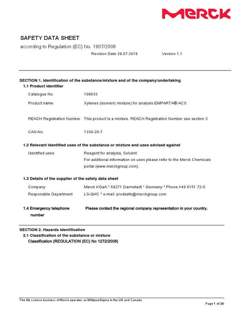 Sds Eu en - Xylene | PDF | Toxicity | Personal Protective Equipment
