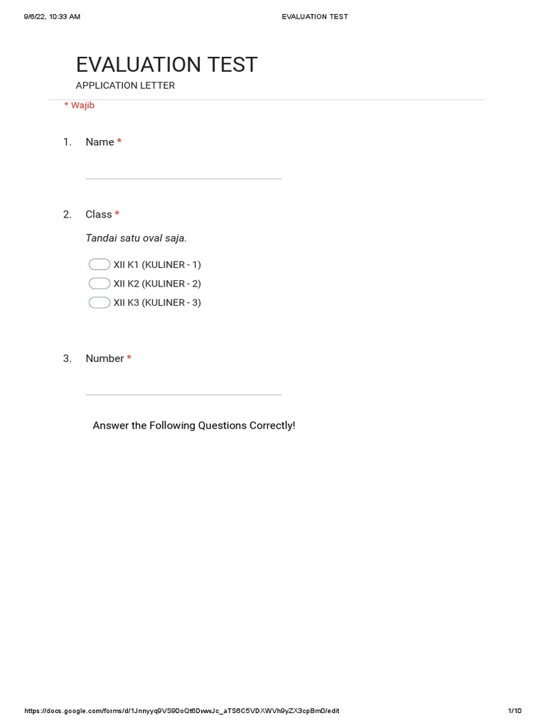 APPLICATION LETTER - Google Formulir | PDF | Writing | Written Communication