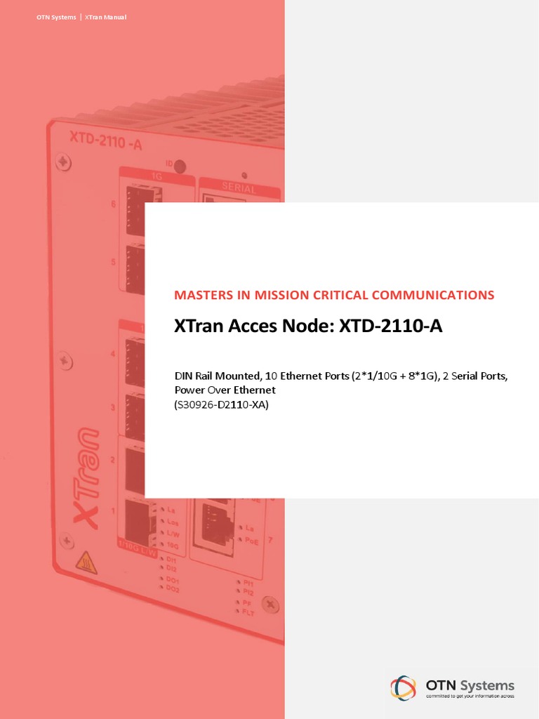 M841 4 XTran Access Node XTD-2110-A A4 E Screen | PDF | Computer Network | Ethernet