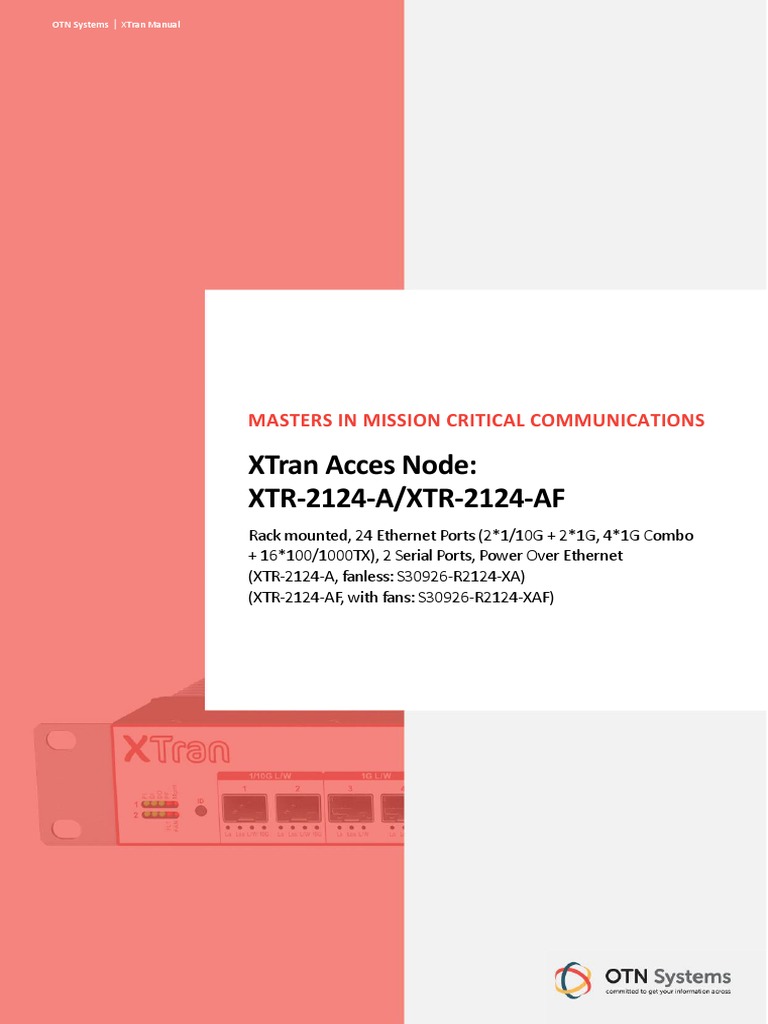 M845 2 XTran Access Node XTR-2124-A XTR-2124-AF A4 E Screen | PDF ...