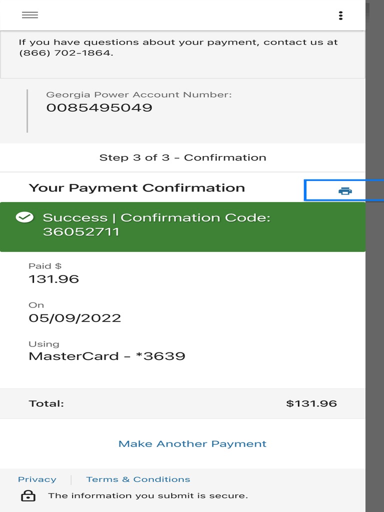 Georgia Power Bill Payment Confirmation | PDF