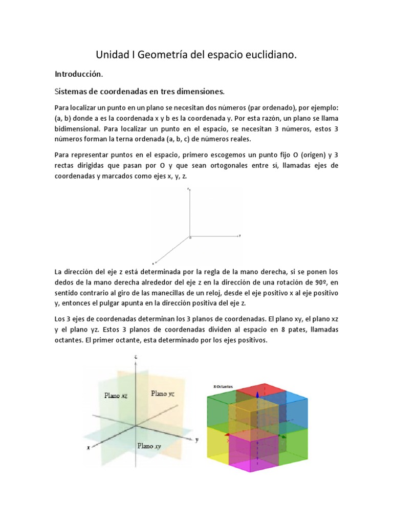 Calculo Vectorial. Geometría Del Espacio Euclidiano. | PDF | Sistema coordinado | Geometria plana)