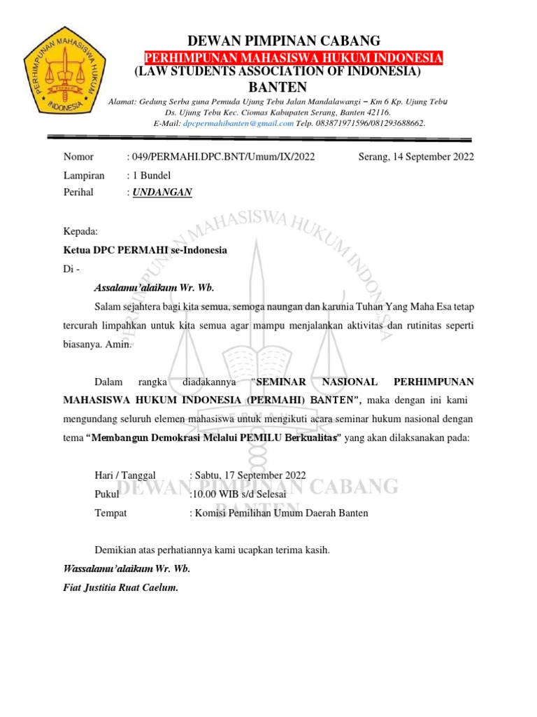 Surat Undangan DPC Se Indonesia | PDF