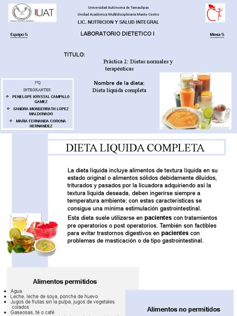 Dieta Liquida Completa | PDF | Alimentos | Dieta