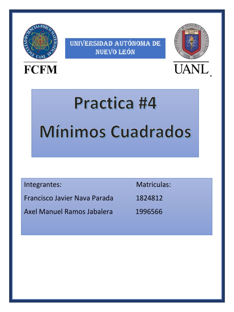 Practica 4 Minimos Cuadrados | PDF | Mínimos cuadrados | Análisis matemático