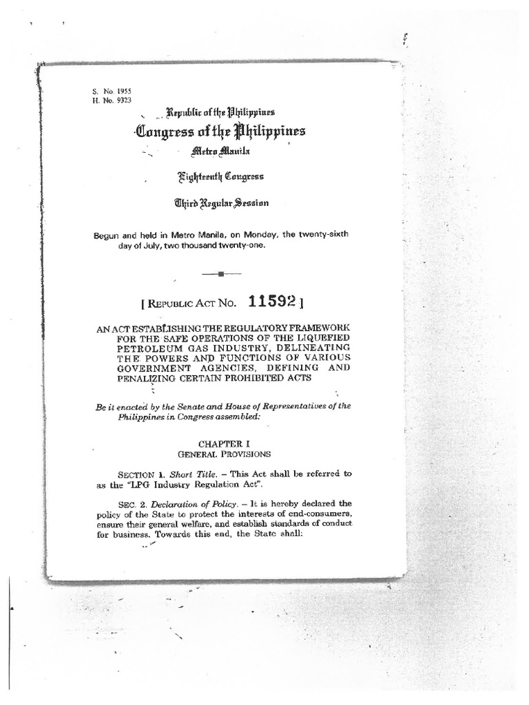 RA 11592 (LPG Industry Regulation Act) | PDF