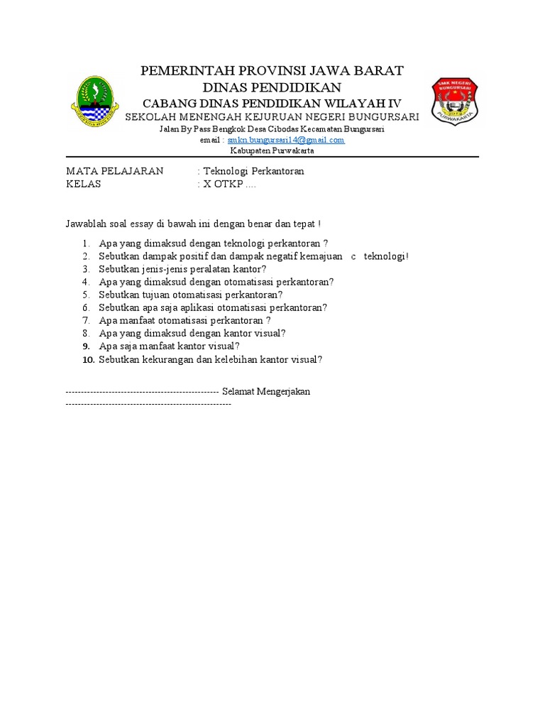 Soal Tekper Esay | PDF