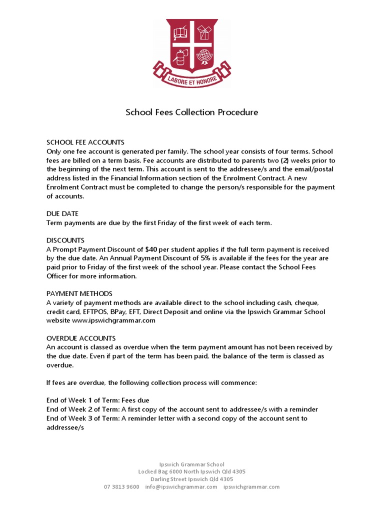 School Fees Collection Procedures | PDF | Payments | Fee