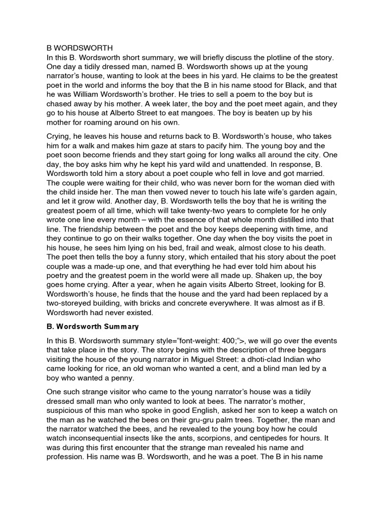 B Wordswroth | PDF | William Wordsworth | Narration