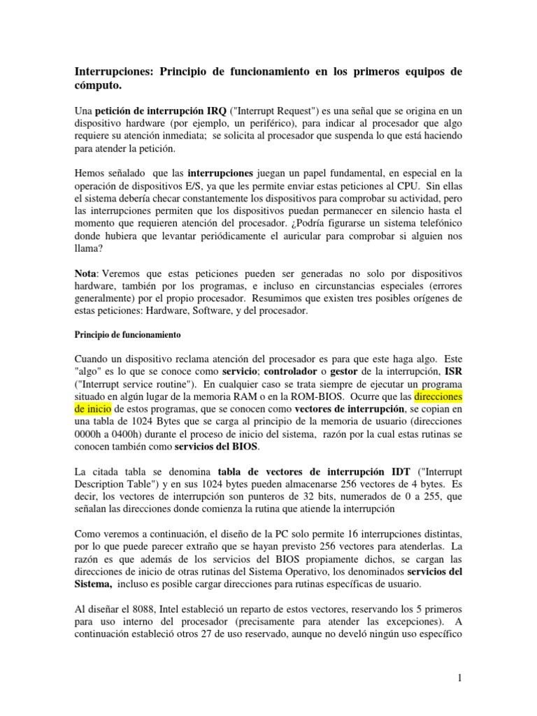 1.2.5 Interrupciones | PDF | Informática | Ingeniería Informática
