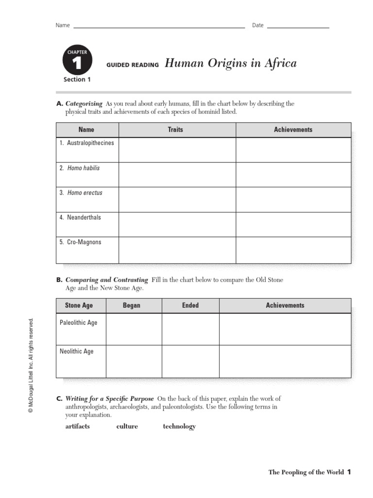 Guided Reading | PDF | Homo | Lucy (Australopithecus)