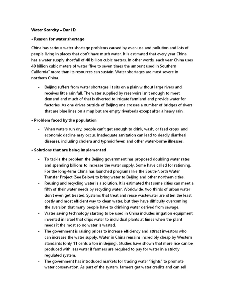 Water Scarcity | PDF | Water Scarcity | Water