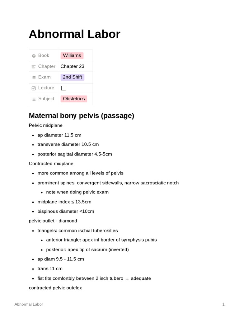 Abnormal Labor | PDF | Childbirth | Pelvis