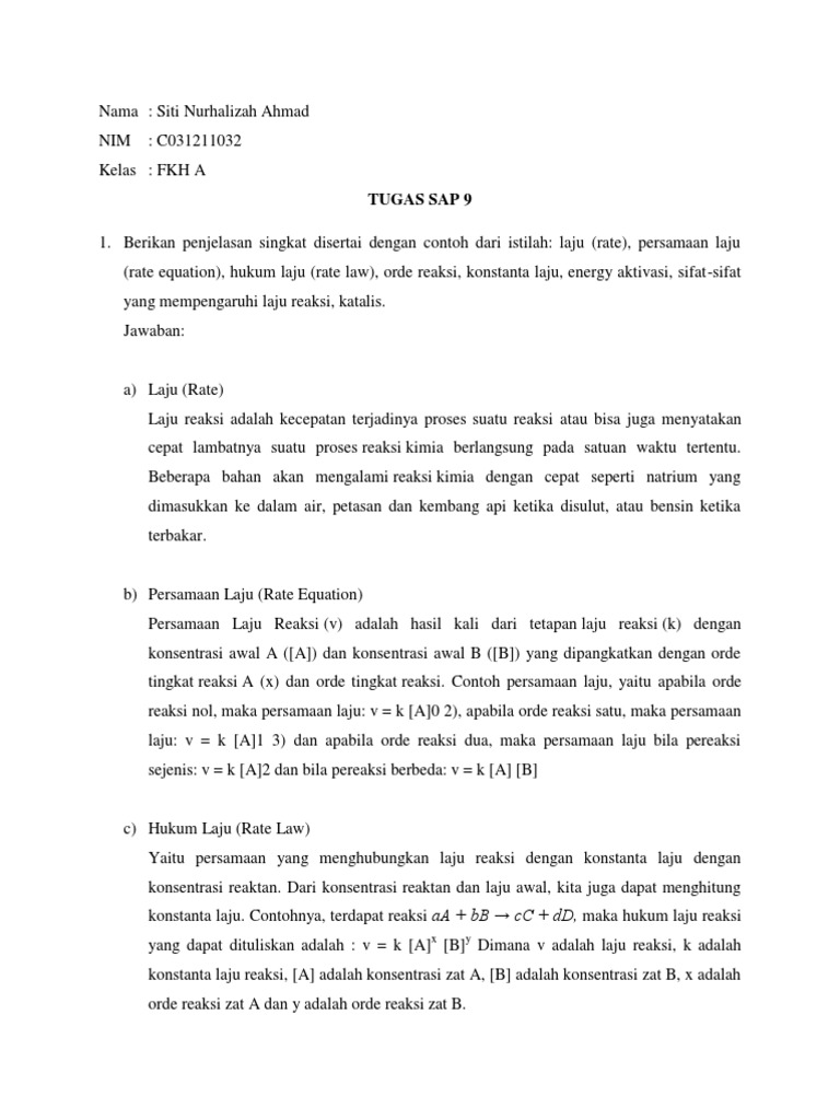 Siti Nurhalizah Ahmad-C031211032-Tugas Sap 9 | PDF