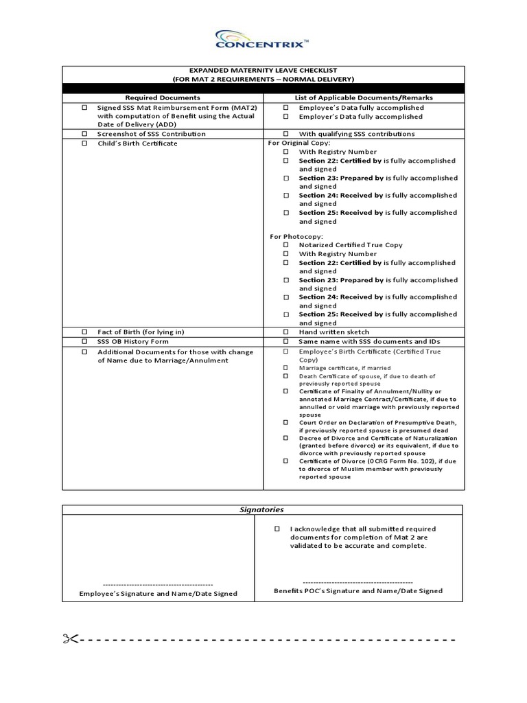 SSS Expanded Maternity Leave Checklist | PDF | Annulment | Feminism And ...