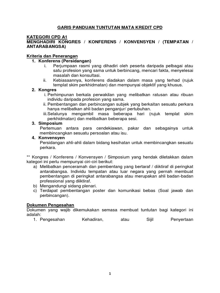 Garis Panduan Tuntutan Mata Kredit CPD | PDF