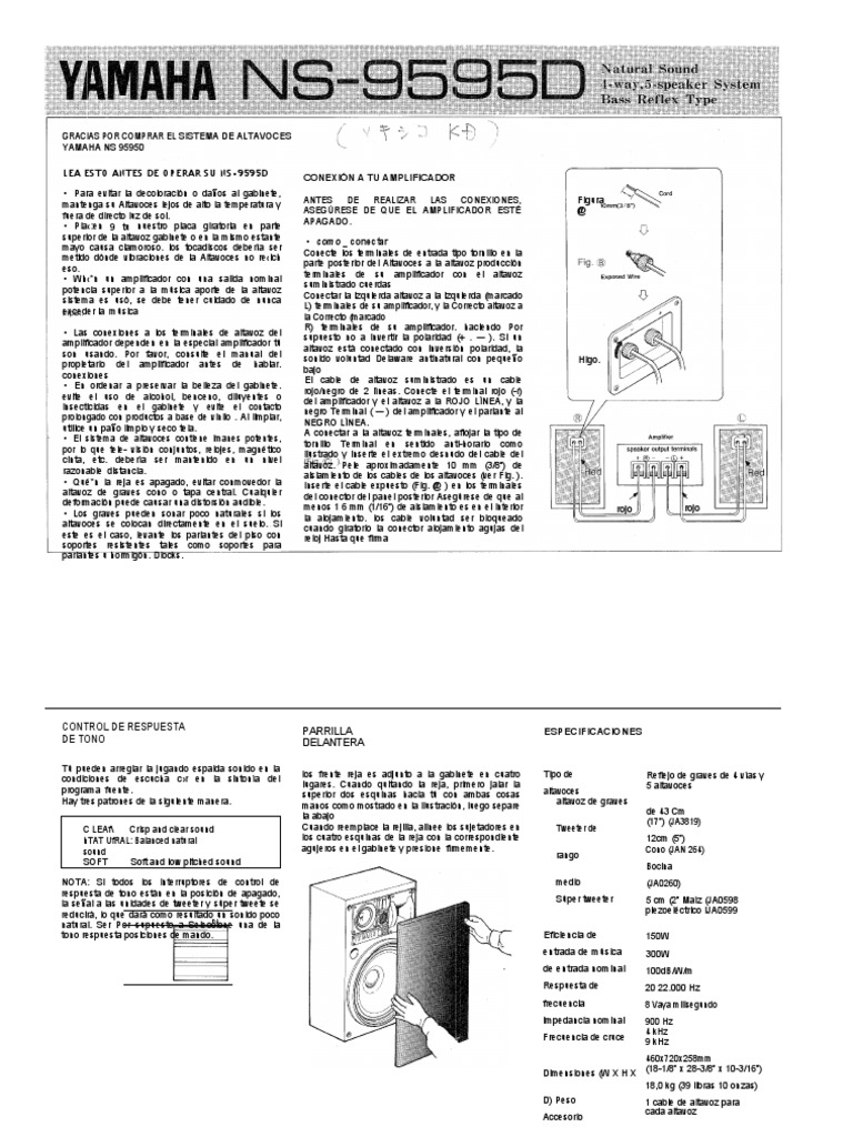Yamaha Ns 9595 Guia Del Usuario | PDF | Altoparlante | Ingenieria Eléctrica