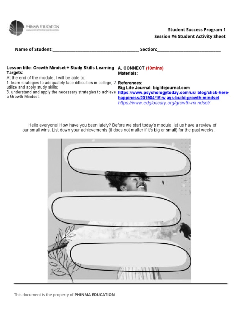 Growth Mindset & Study Skills Guide | PDF | Study Skills | Mindset