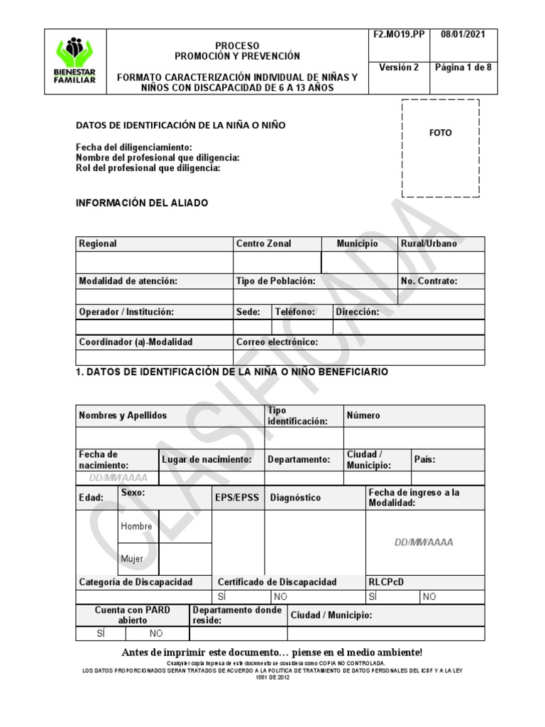 f2.Mo19.Pp Formato Caracterizacion Individual de Ninas y Ninos Con ...