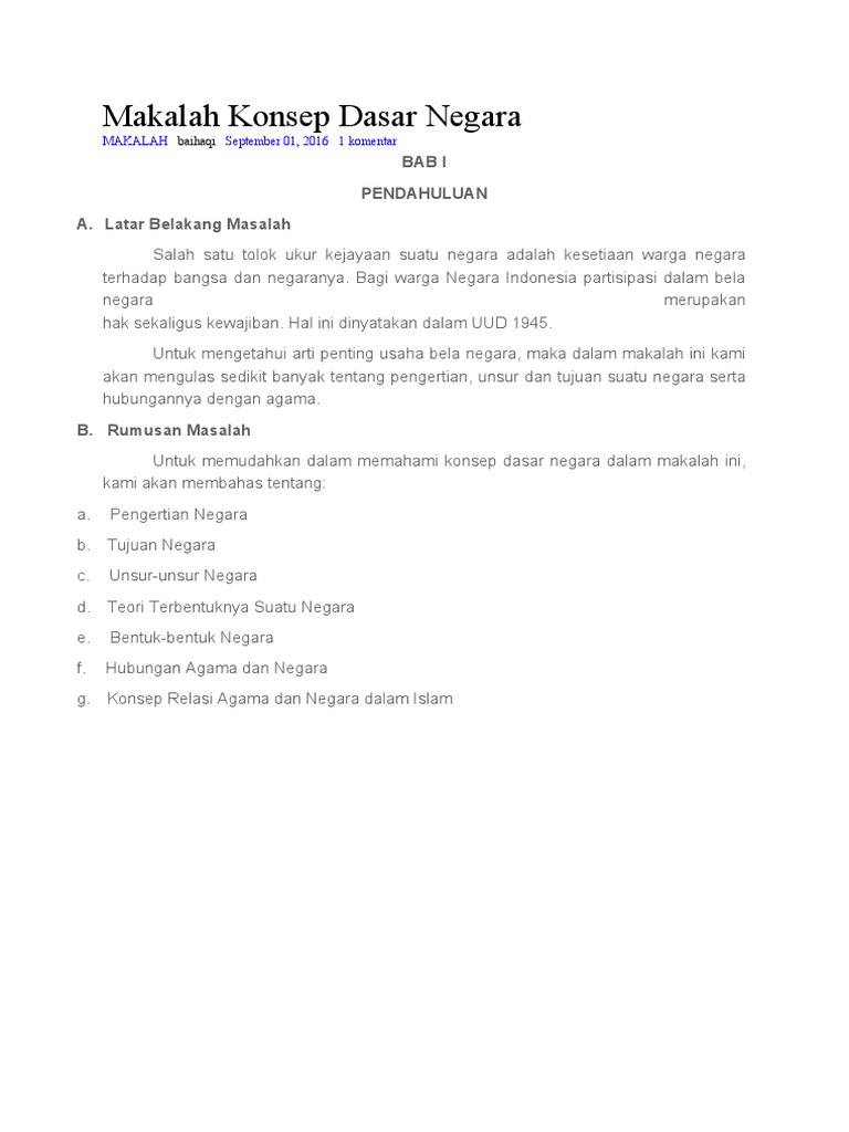Makalah Konsep Dasar Negara | PDF | Politik