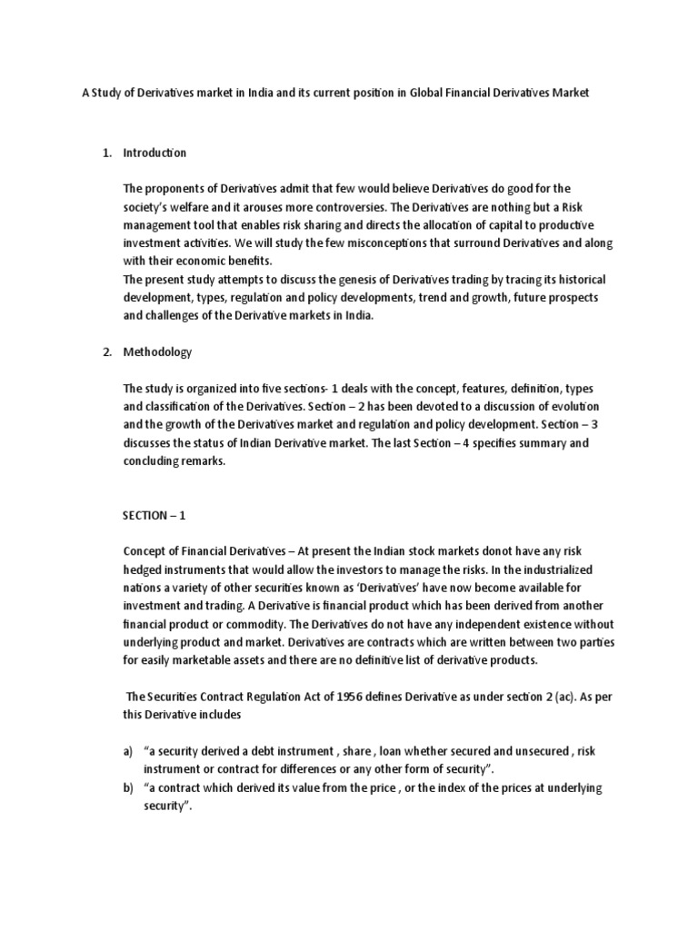 Indian Derivatives Market Analysis | PDF | Futures Contract ...