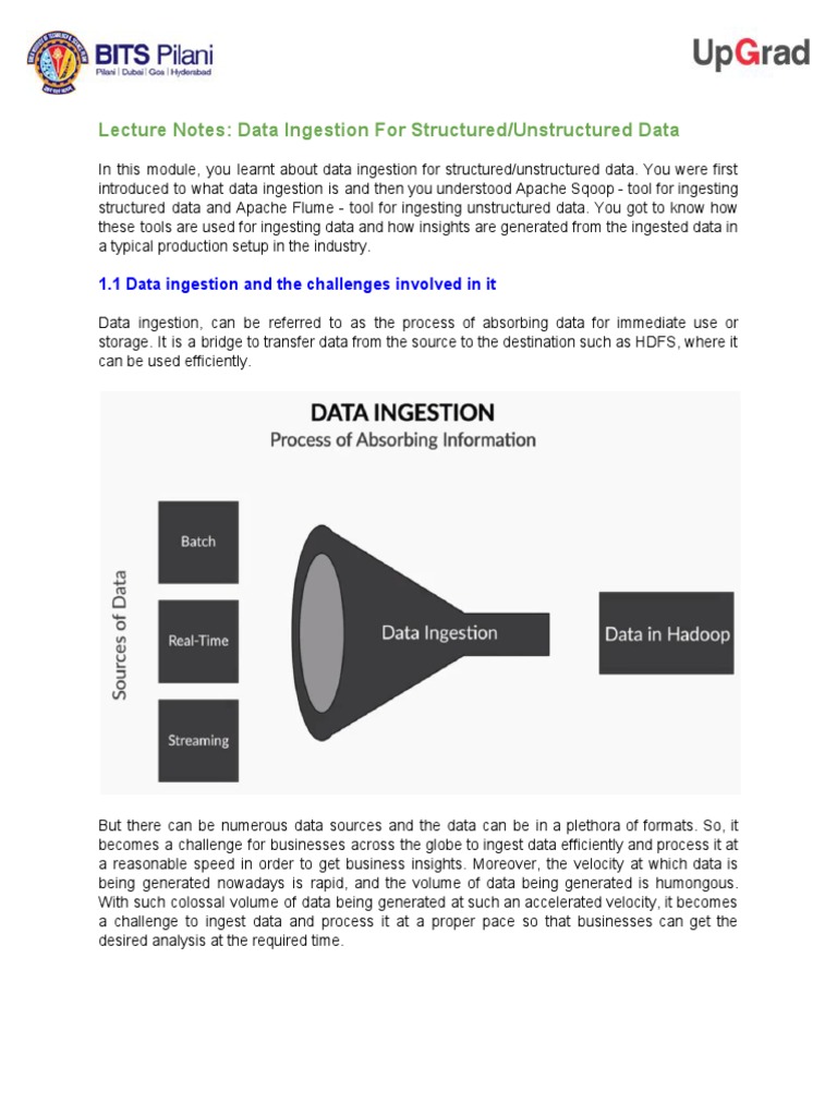 Lecture Notes Data Ingestion For Structuredunstructured Data Pdf