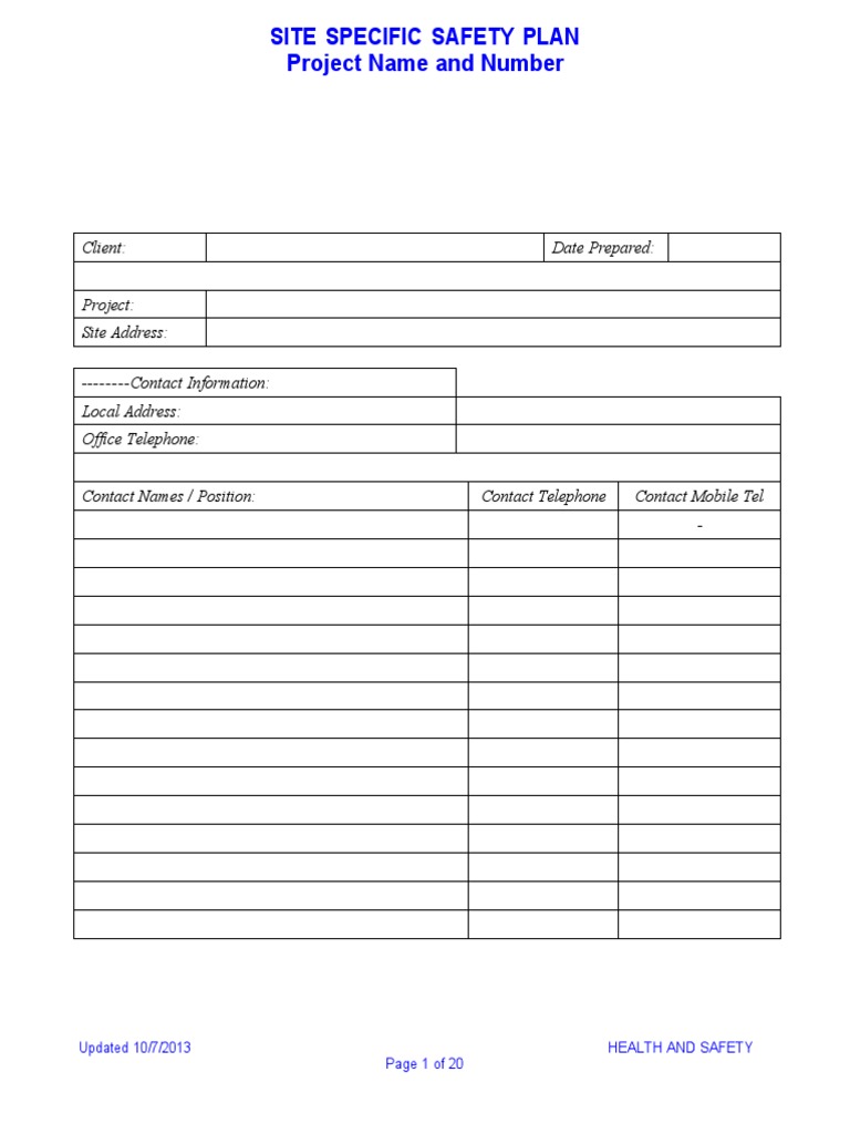 Alternate 4 S SSP Template | PDF | Occupational Safety And Health ...