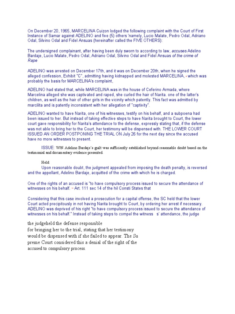 Case 1 Consti | PDF | Witness | Reasonable Doubt