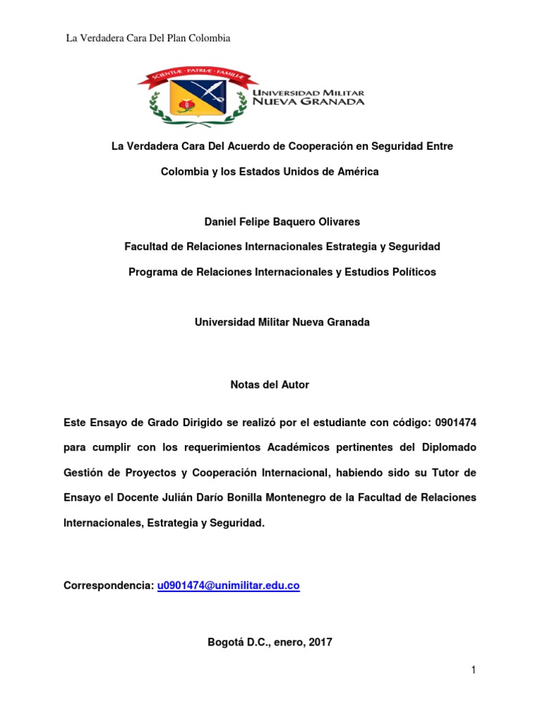 BaqueroOlivaresDanielFelipe 2017PDF | PDF | Colombia | Comercio ilegal de drogas