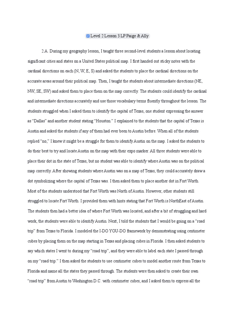 Geography Lesson and Reflection Assignment | PDF | Lesson Plan | Memory