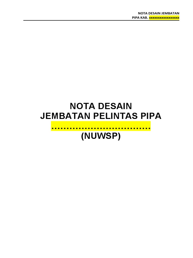Template Nota Desain Jembatan Pipa Kab. XXXX | PDF