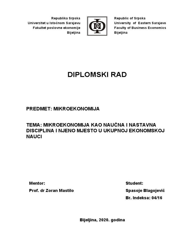 Diplomski Rad-Spasoje Blagojevic | PDF