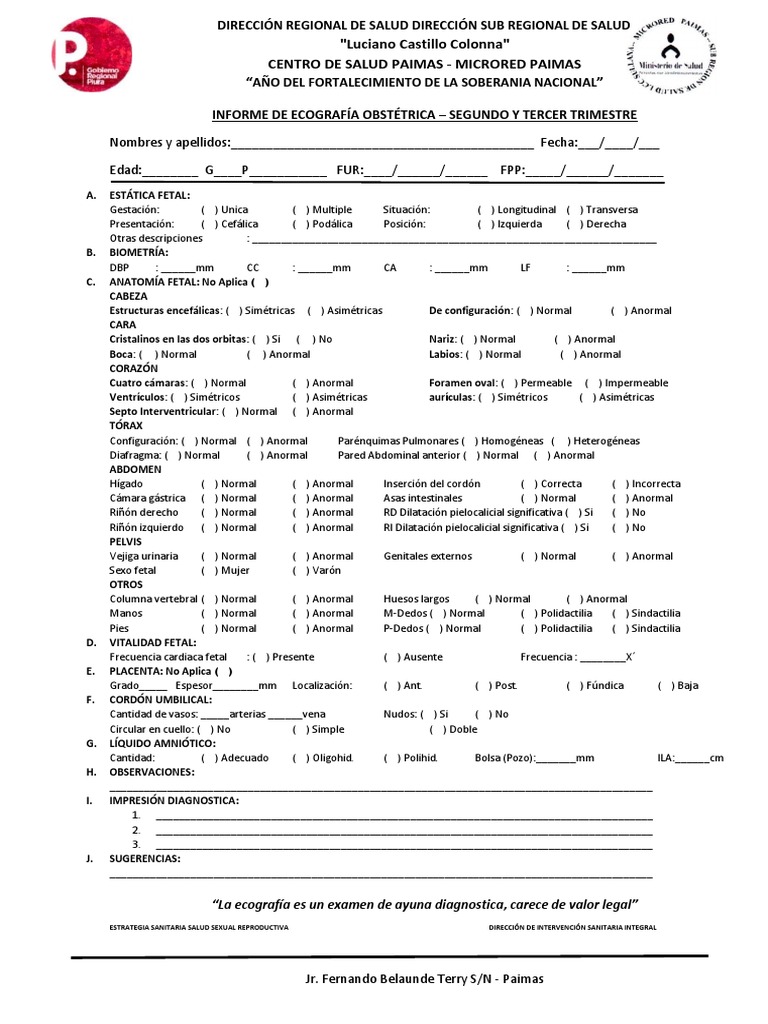 Modelo Ecografia Obstetrica II Y III-T | PDF | Anatomía | Especialidades Medicas