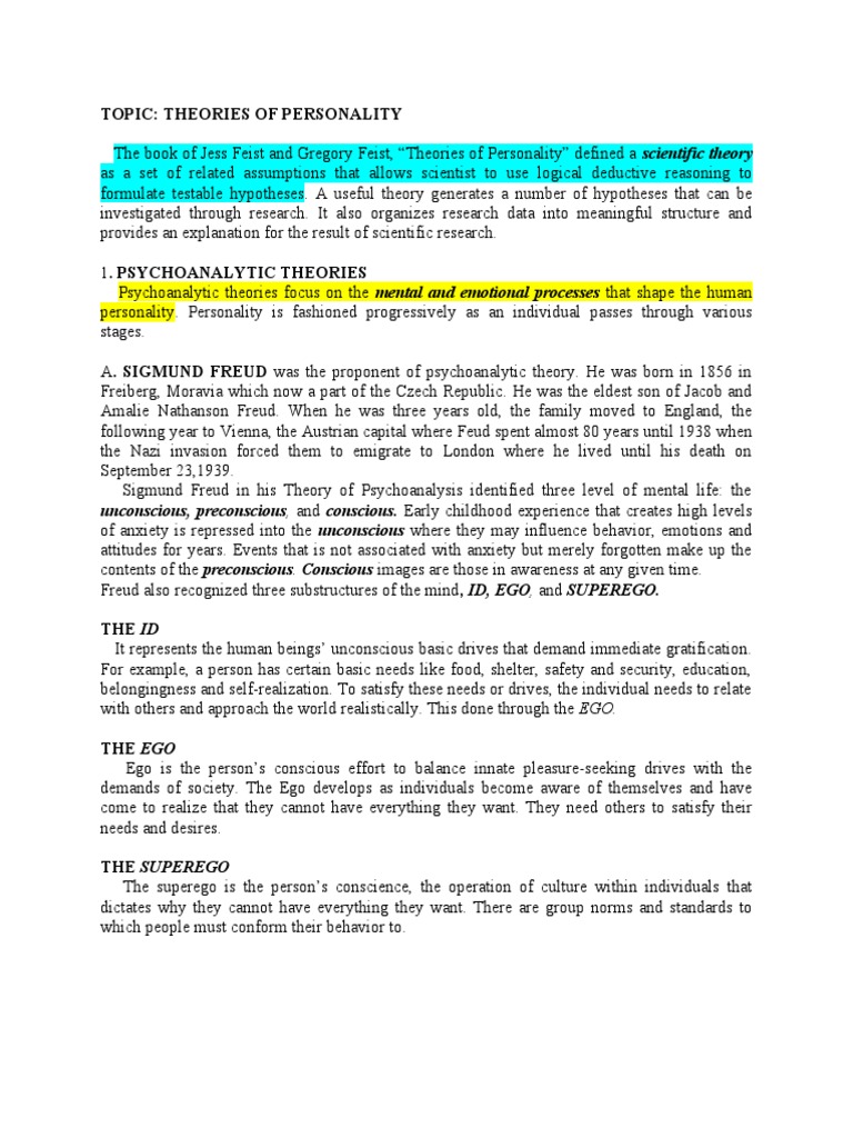 Personality Theories Overview | PDF | Behaviorism | Unconscious Mind